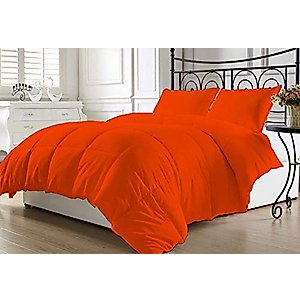 Cotton Home Depot All Season Luxury 600 Thread Count 1 Piece Down Alternative Comforter, Hotel Quality 400 GSM Full Light Weight 100% Egyptian Cotton (King Size, Orange Solid)
