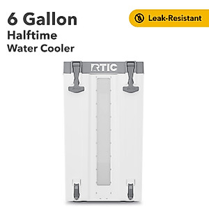RTIC Halftime Water Cooler Portable Carrier Container, Drink Beverage Dispenser, Stackable with 2 Taps, Bottleless, BPA-Free, for Sports, Camping, BBQ, Parties, Picnic, & More, White