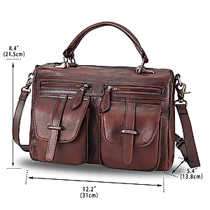 IVTG Genuine Leather Satchel Purse for Women Vintage Handmade Top Handle Bag Crossbody Handbags