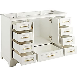Signature Hardware 953528-48-RUMB-1 Quen 48" Free Standing Single Vanity Set with Wood Cabinet, Vanity Top and Rectangular Undermount Vitreous China Sink - Single Faucet Hole