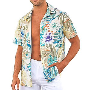ZAFUL Men's Hawaiian Printed Shirts Casual Short Sleeve Button Down Camp Shirt
