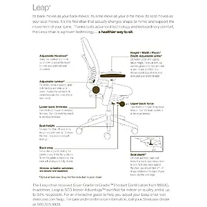 Steelcase Leap Office Chair, Black Frame and Buzz2 Navy Fabric