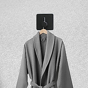 8 Packs Adhesive Towel Hooks - Stainless Steel Bathroom Hook, Wall Towel Hooks Heavy Duty Adhesive Hooks for Bathroom Kitchen Garage Home Hotel Office (Black)