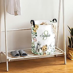 Animals Giraffe Sloth Laundry Hamper Basket Custom Name Collapsible Storage Bin Waterproof Clothes Storage Basket Room Decor Dirty Clothes Baskets for Gift