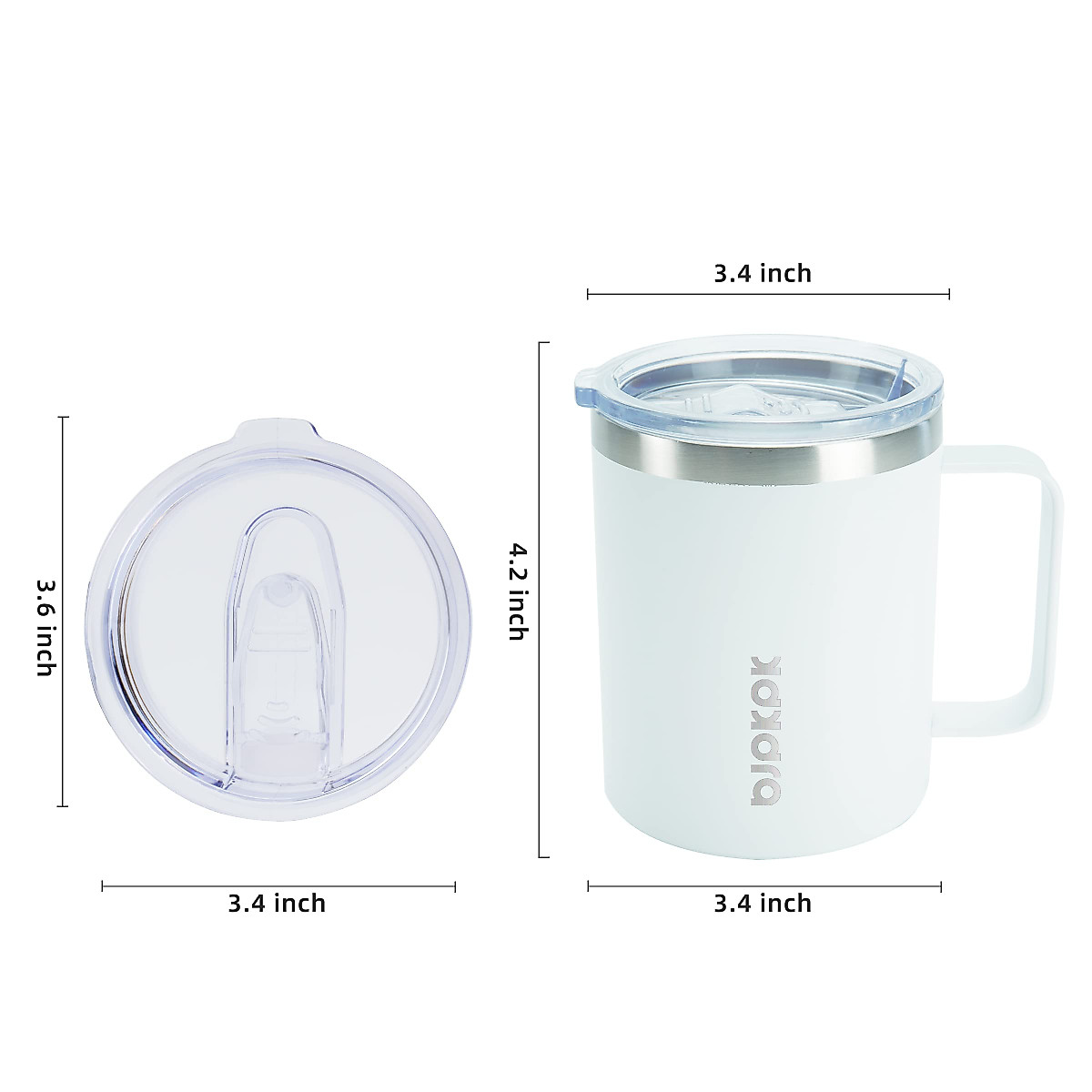 BJPKPK 2 pcs Insulated Coffee Mug, 14oz Insulated Coffee Mug with Lid, Stainless Steel Insulated Coffee Mug with Splash Proof Lid-White