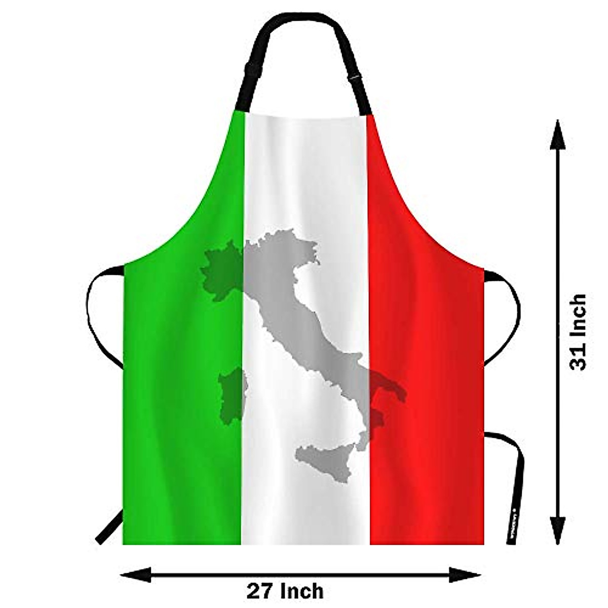 WONDERTIFY Italian Flag Apron,The Contour of Italian Territory Is Printed on The Flag Bib Apron with Adjustable Neck for Men Women,Suitable for Home Kitchen Cooking Waitress Chef Grill Bistro Apron