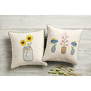 Mud Pie Floral Applique Pillow, 18" x 18", Relax