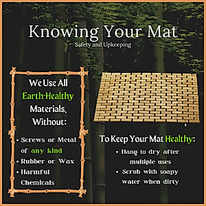 Lotus Creative's Bamboo Bath and Shower Mat Perfect for Bathroom, Bathtub, Kitchen, and Sauna – Quick Dry – Boho Bathroom Accessories, Bathmat Decor