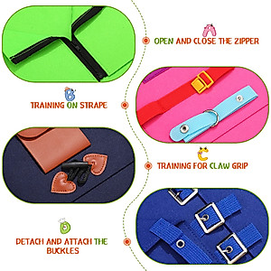 8 Pieces Early Learning Toys Toddlers Learn to Dress Practice Boards Basic Life Skills Busy Board Includes Zip, Snap, Button, Buckle, Lace and Tie for Preschool Education Classroom Supplies Activity