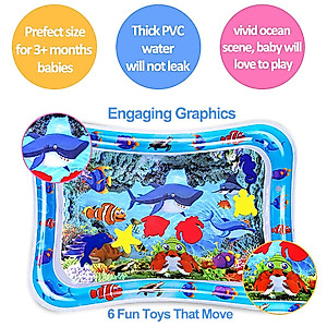 WSPER Tummy Time Water Mat Inflatable Baby Water Play mat for 3+ Months Newborn Girl & Boy Early Activity Center