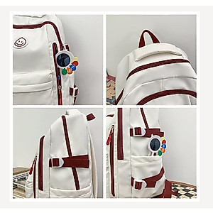 KFTHKOR Kawaii Backpack,Girl Backpack With,Junior Backpack,Middle School Student Schoolbag (White Blue)