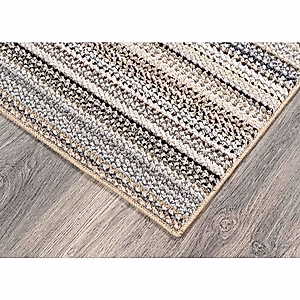 Garland Rug Carnival Stripe Non-Slip Recycled 2' X 12' Multi-Color Area Rug – Modern, Stain-Resistant, Ideal for Living Rooms & High-Traffic Areas