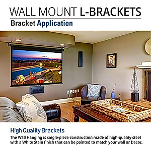 Akia Screens 10 inch Universal Projector Screen L-Bracket Wall Hanging Mount Kit 10" Adjustable Extension with Hook for Projector Screen Indoor Outdoor Movie Video Home Theater, Black, AK-ZLB10B