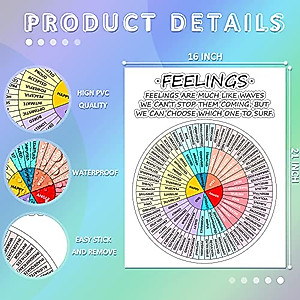 Hotop Feelings Wheel Wall Decals Mental Health Sticker 16 x 21 Inches Large Emotion Wheel Decal Office Decor Mental School