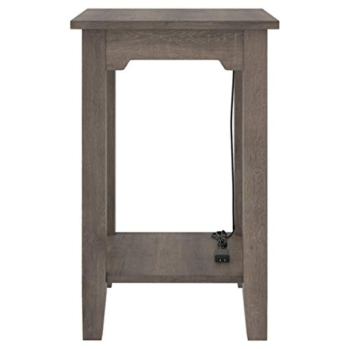 Signature Design by Ashley Arlenbry Farmhouse Square Chair Side End Table with Lower Fixed Shelf and USB Charging Port, Brown with Weathered Oak Finish