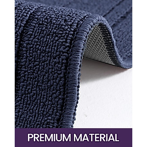 DEXI 2 Pack Kitchen Rugs Mats, Low Profile Inddoor Door Mat, Machine Washable Kitchen Rugs Set, 20"x32"+20"x32", Navy