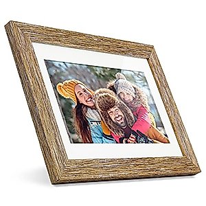 Aluratek 10" WiFi Distressed Wood Digital Photo Frame with Touchscreen and 16GB Built-in Memory, USB/SD/SDHC Supported, Built-in Clock & Calendar, Easy Setup for Wireless Photo Viewing - ASHDPF10F