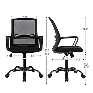 Office Chair, Desk Chair Home Office Chair Mesh Computer Chair Ergonomic Office Chair with Lumbar Support Armrests, Mid Back Task Chair Adjustable Swivel Rolling Chair for Home Office, Living Room