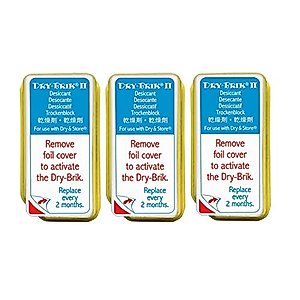 Dry-Brik® II Desiccant Blocks - 3 Blocks (1 Pack of 3 Blocks)| Replacement Moisture Absorbing Block for the Global II and Zephyr by Dry & Store | Hearing Device Dehumidifiers