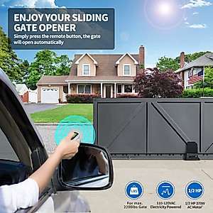 TOPENS RK990T Automatic Sliding Gate Opener Rack Drive Electric Gate Motor for Heavy Driveway Slide Gates Up to 2200 Pounds, Security Gate Operator AC Powered with Nylon Gear Rack and Remote Control