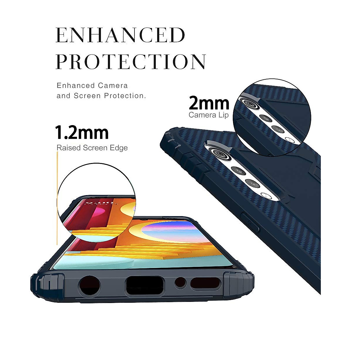 Ranyi Sony Xperia 1 II Case, Carbon Fiber Case with 360 Rotating Ring Holder Kickstand Feature Shock Absorbing Full Body Protection Soft Rubber Silicone Case for Sony Xperia 1 II 6.5" -Blue