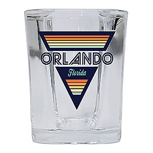 R and R Imports Orlando Florida 2 Ounce Square Base Liquor Shot Glass Retro Design