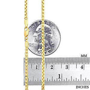 Nuragold 10k Yellow Gold 2.5mm Round Box Chain Venetian Link Pendant Necklace, Mens Womens Jewelry 16" 18" 20" 22" 24" 26" 28" 30"