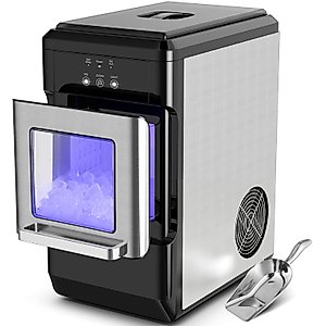 ARLIME Portable Nugget Ice Maker Machine for Countertop, 44lbs/24H Sonic Ice Maker Self-Cleaning with 4.8lb Ice Bin & Scoop, Intelligent Control Panel, Chewable Ice Makers for Kitchens, Offices, Home