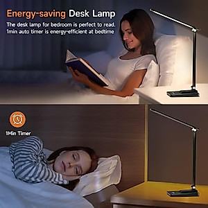 Mubarek Desk Lamp,15 Modes LED Desk Light,500 Lumen LED Lamp,Dimmable LED Table Lamp,Desk Lamps Office Accessories,Adjustable&Foldable Reading Lamp,Desk Light,LED Desk Lamp for Study Lamp,Bedside Lamp