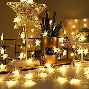 Star String Lights, LONJYI 19.6ft/6m 40 LED Fairy Lights USB Powered String Lights for Home Garden Party Wedding Birthday Christmas Indoor Outdoor Decoration (Warm White)