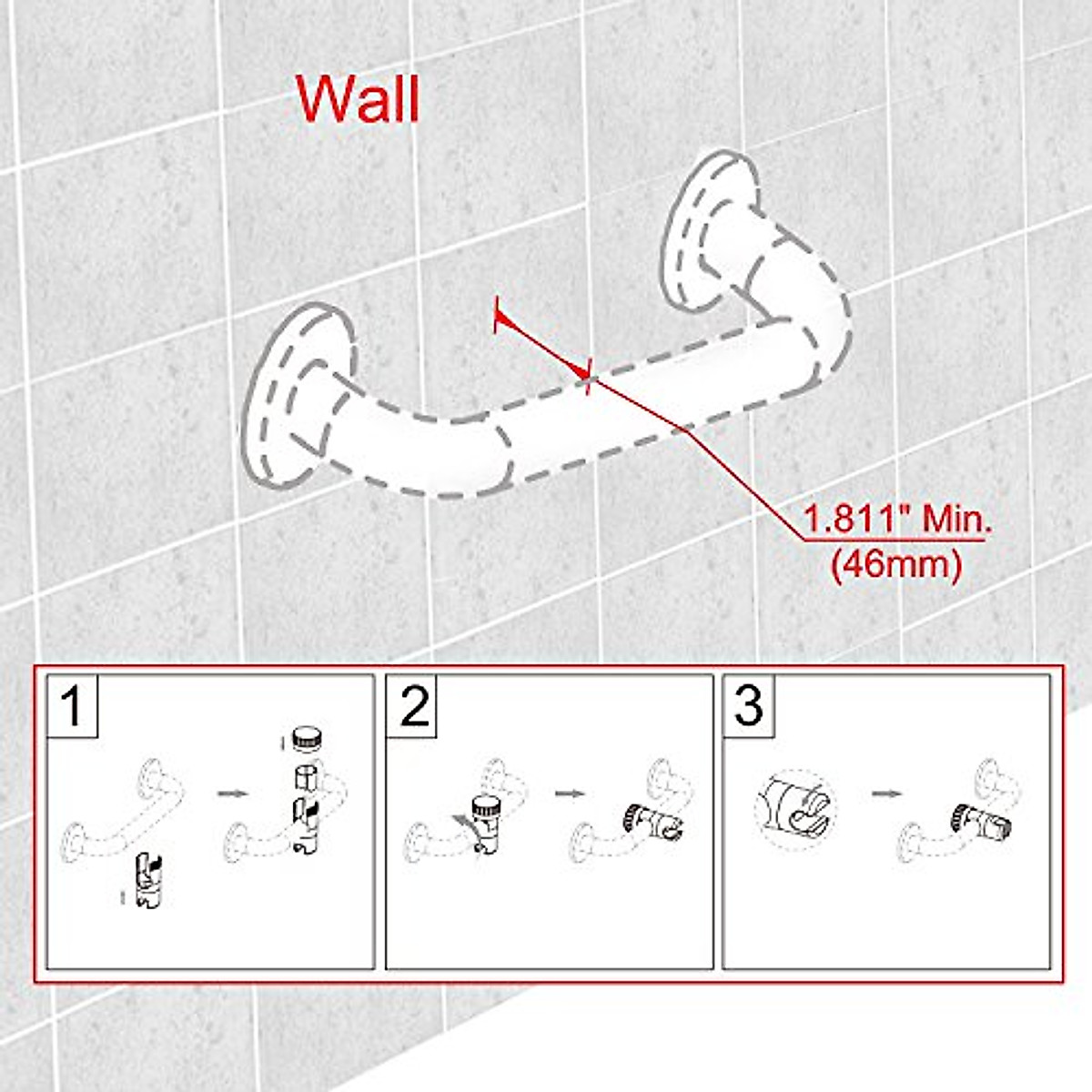 YOO.MEE ADA Grab Bar Hand Shower Bracket, ONLY FIT DIAMETER 1.25'' (32mm) Safety Grab Rail, Split-type design in 5 seconds Easy Installation