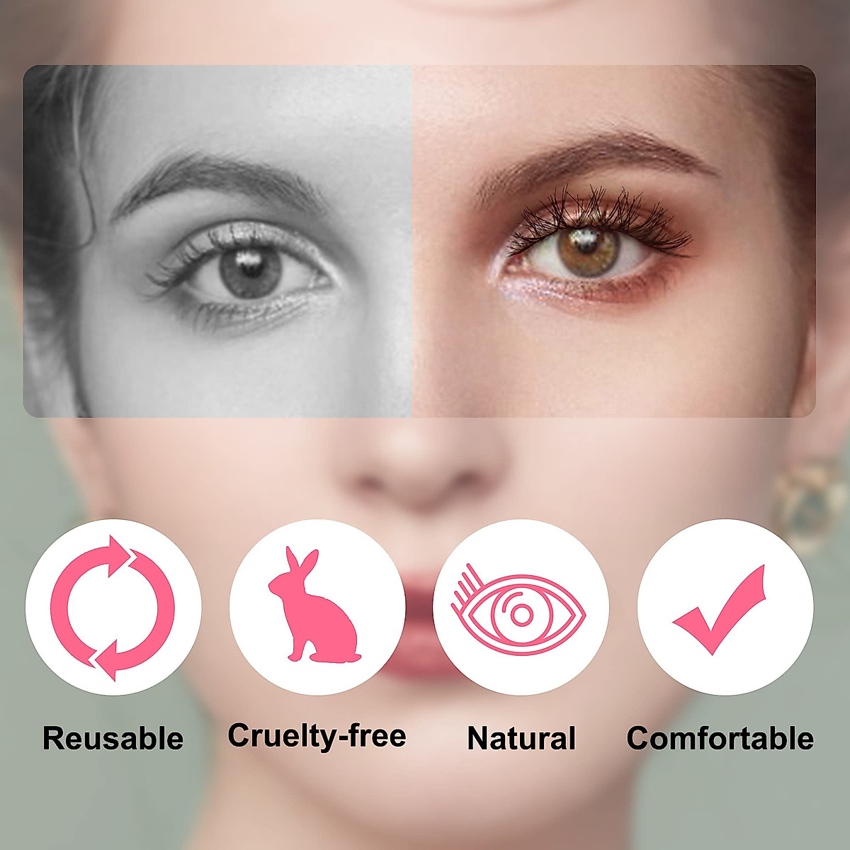 False Eyelashes Glamour Fake Lashes Reusable 100% Handmade (5 Pairs)