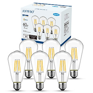 ANWIO ST21 LED Filament Bulb 7W(60 Watt Equivalent) Dimmable 2700K Warm White Vintage Edison Light Bulb E26 Medium Base (6-Pack)