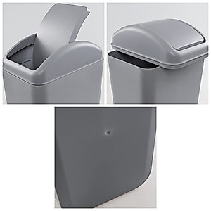 CadineUS 14 Liter Plastic Trash Can with Lid, Kitchen Bathrooom Office Garbage Bin Set of 2