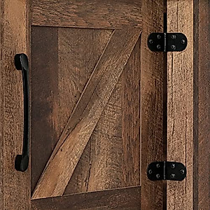 Furinno Jensen Farmhouse End Table with Barn Door for Bedroom, Living Room,Rustic Brown, pack of 1