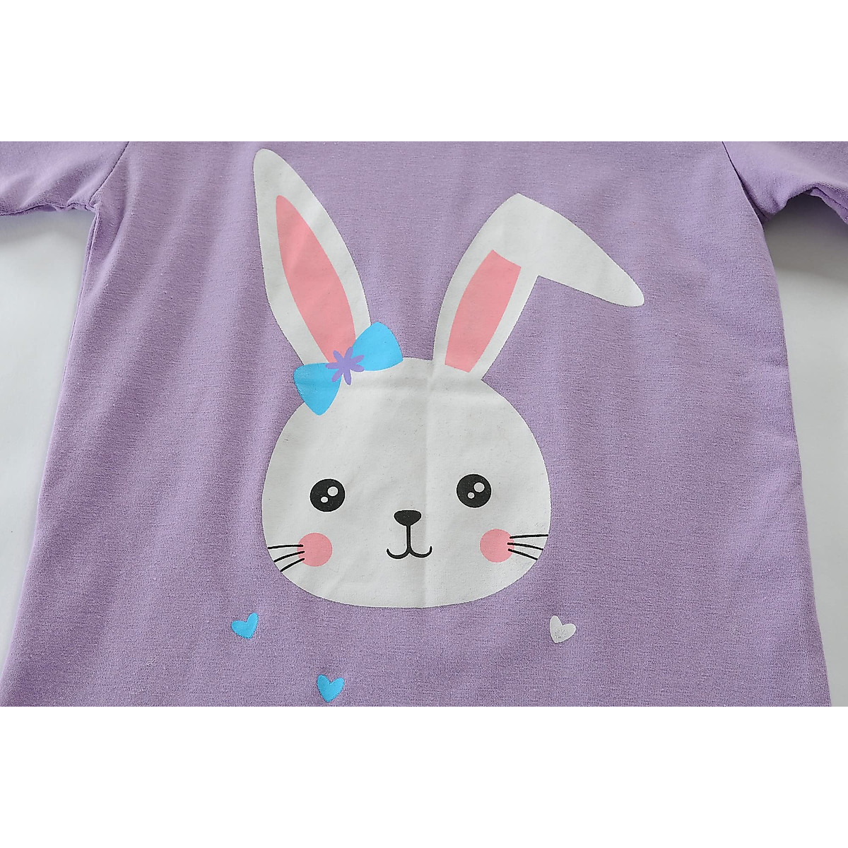 FEDPOP Girls Easter Bunny Pajamas for Kids Short Pjs Toddler Rabbit Sleepwear Cotton Summer Jammies Short Sleeve T Shirts and Bottoms 2 Piece Pj Clothes Set Size 7