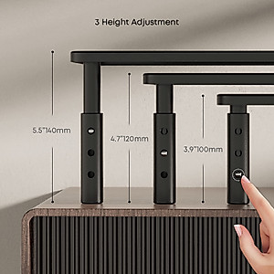 PUTORSEN Monitor Stand Riser with Vented Metal 3 Height Adjustable Monitor Stand for Computer, Laptop, iMac, PC, Printer, Desktop Ergonomic Monitor Riser Stand with Non-Skid Rubber, 1 Pack
