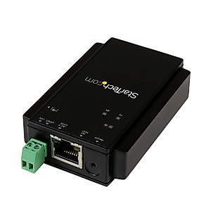 StarTech.com 1 Port RS-232 Serial to IP Ethernet Device Server - DIN Rail Mountable - Serial Device Server - Serial Over IP Device Server (NETRS232), Black