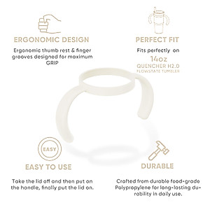 Tumbler Handles Compatible with Stanley 14oz Quencher H2.0 FlowState Tumbler, Stanley Cup Accessories 14 oz, Stanley Tumbler Handle Attachment, Anti Slip,Improved Grip, Pack of 2 (Cream)