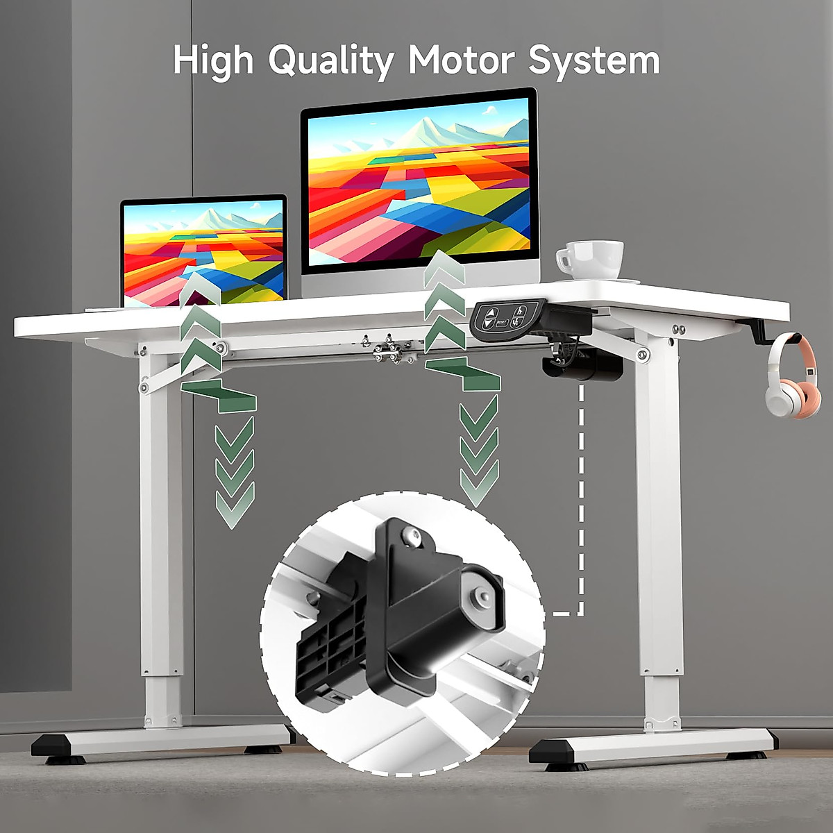 Dripex Adjustable Electric Standing Desk 1, 63 inch, White