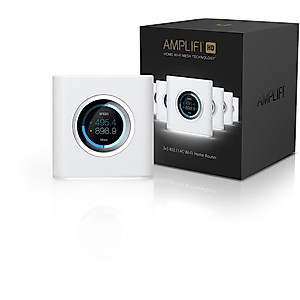 Ubiquiti Labs AmpliFi HD WiFi Router, Home Wireless Internet Coverage, HD WiFi Router with Touchscreen Display, 4 Gigabit Ethernet, 1 WAN Port, Ethernet Cable, Expandable Mesh System (Renewed)
