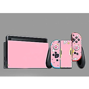 2X Silicone Analog Non-Slip Thumb Grips Stick Cap Case Cover Handle Joystick Button Caps for Nintendo Switch NS & Switch Lite Joy-con Controller Cute Cat Claw (White-Pink)