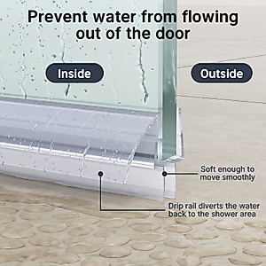 AmazerBath Shower Door Bottom Seal 39 inch (Set of 2) - Suitable for 3/8 Inch Glass, Frameless Glass Shower Door Seal Strip, Shower Door Sweep