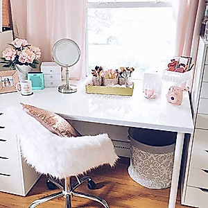 Vixdonos Decorative Mirror Tray,Gold Vanity Tray,Leather Catchall Organizer for Makeup,Perfume and Cosmetic on Dresser or Coffee Table(Small, Gold)