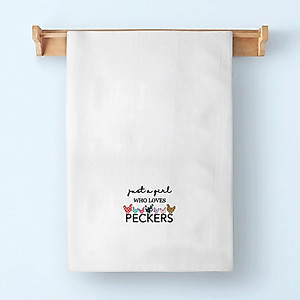 BDPWSS Chicken Lover Gift Funny Chicken Kitchen Towel Just A Girl Who Loves Peckers Rustic Dish Towel (Girl Pecker Towel)