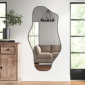 DAOYIJIAJU Large Irregular Mirror, Asymmetrical Wall Mirror, 47.2"x21" Unique Shaped Mirror, Modern Oblong Mirrors for Living Room Bathroom Bedroom Entryway Fireplace