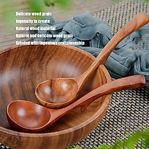 Cookware Utensil, Long HandleWood Ladle Soup Serving Spoon Kitchen Tool for Nonstick Cookware (large)