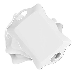 Premium Food Serving Trays (Set of 3) by 55Kitchen Stackable BPA-Free Plastic Tray Set - Dishwasher Safe Plastic Trays For Use At Home, Parties and Events - Acrylic Tray Set