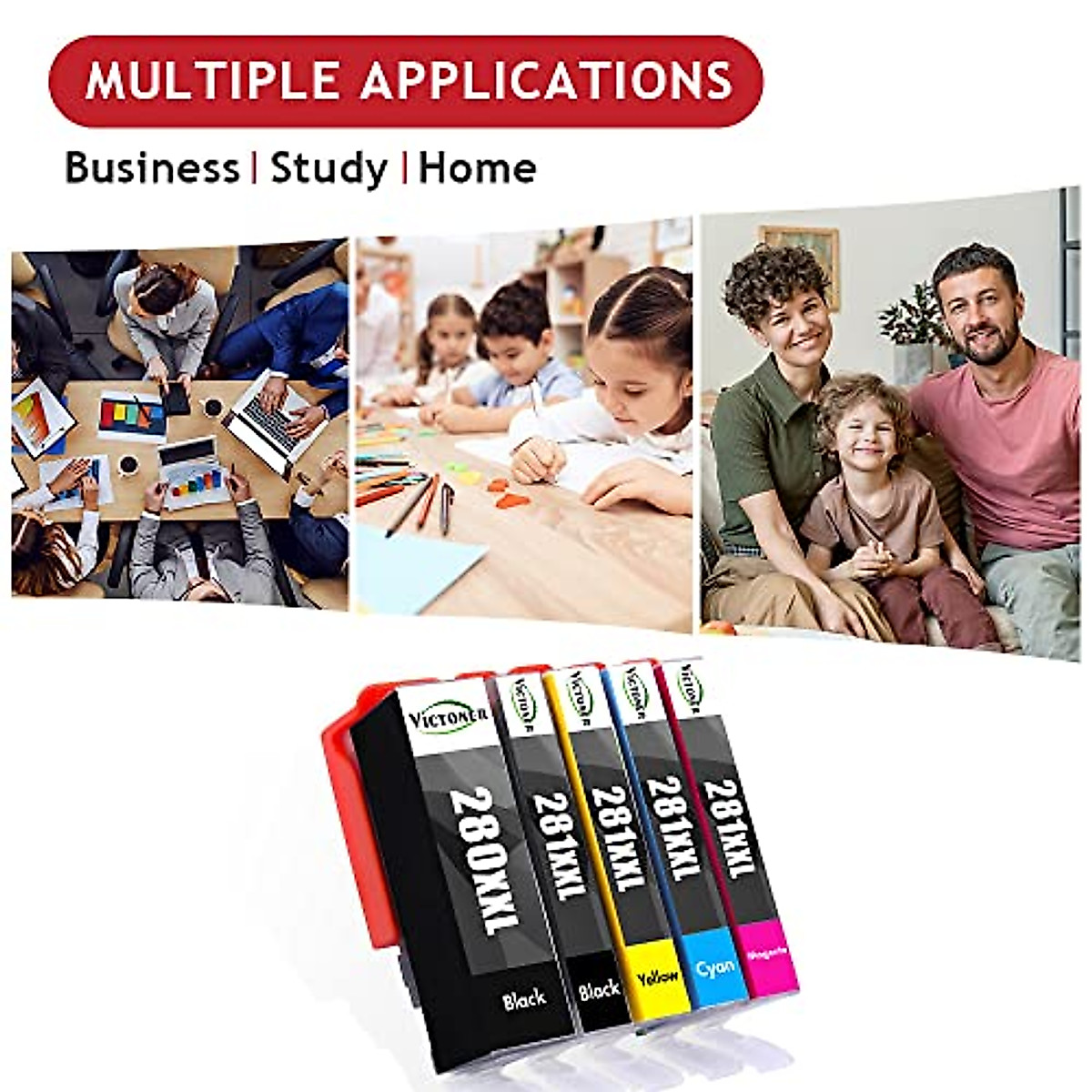 PGI-280 XXL/CLI-281XXL Compatible Ink Cartridges Replacement for Canon 280 281 Ink Cartridges PGI-280XXL CLI-281XXL Ink Canon PIXMA TR8520 TR8620 TS6120 TS6320 TS8220 TS8320 TS9120 Printer (5 Pack)