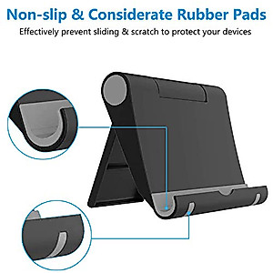 VOVIGGOL 2 Pack Cell Phone Stand for Desk, Foldable Cell Phone Holder Mobile Stand Phone Dock, Adjustable Tablet Stand Holder Compatible with iPhone 12 iPhone 11 Pro Xs X 8 iPad Samsung (Black)